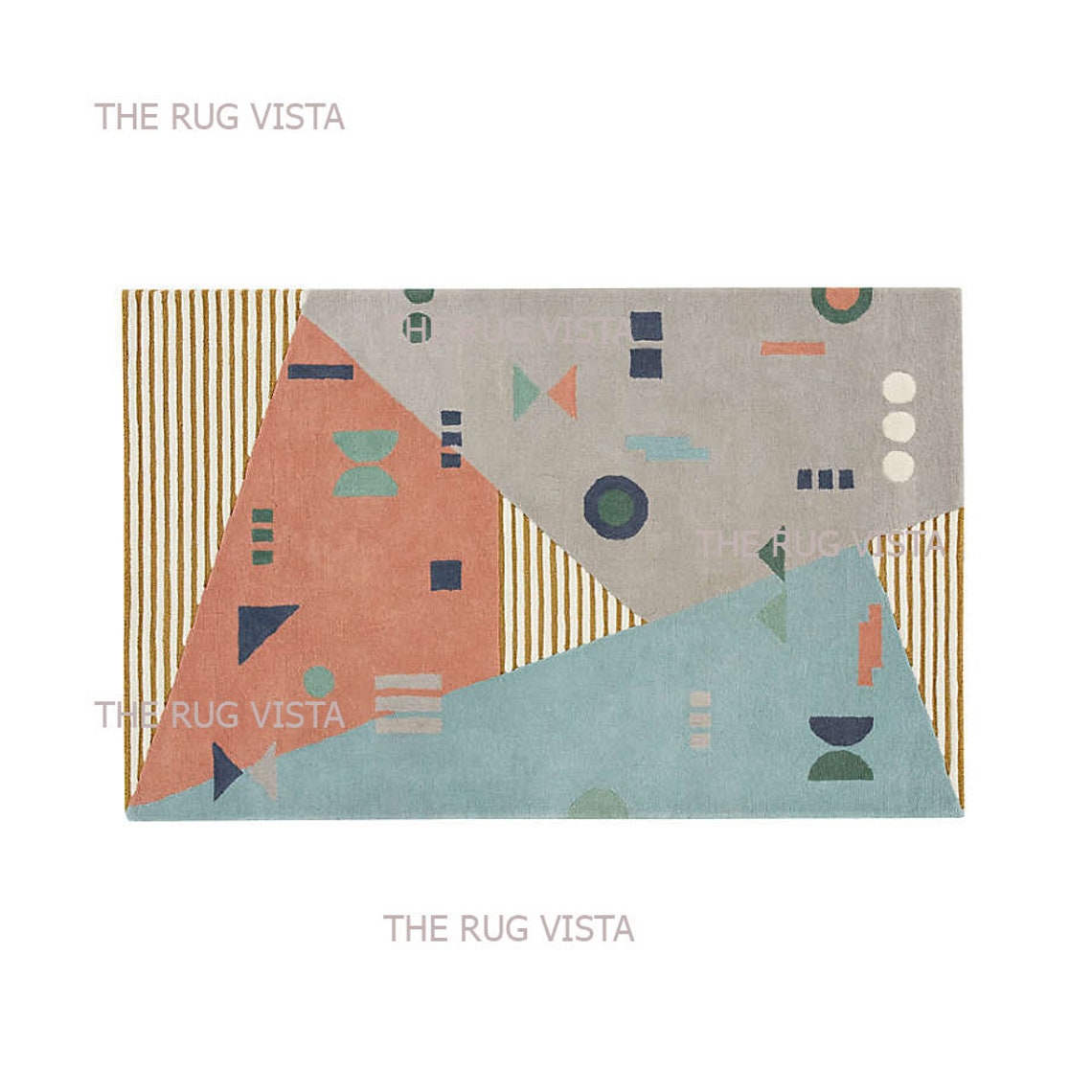 Hand Tufted Rug Modern Rug Loop Cut Rug Grey Blue Rug Living - Etsy