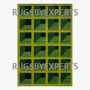 Modern Hand Tufted Rug Garden Maze Green Colored NK Replica Hand Tuft ...