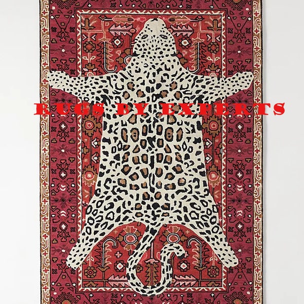 Large Pink Leopard Rug - Etsy