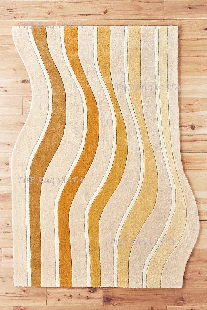 Hand Tufted Wave Rug Modern Design Irregular Shaped Rug Hand Tuft ...