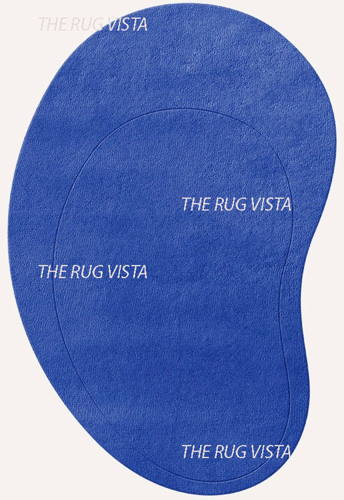 Hand Tufted Rug Kidney Bean Shape Cobalt Blue Solid Rug Hand - Etsy