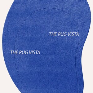 Hand Tufted Rug Kidney Bean Shape Cobalt Blue Solid Rug Hand Tuft ...