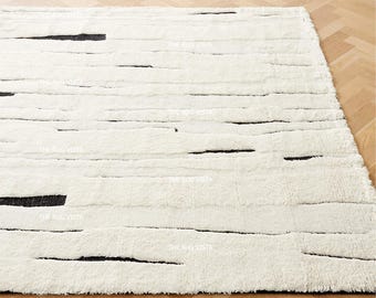 Hand Knotted Vida Ivory New Zealand Woolen Rug Thick Pile Soft Knotted ...