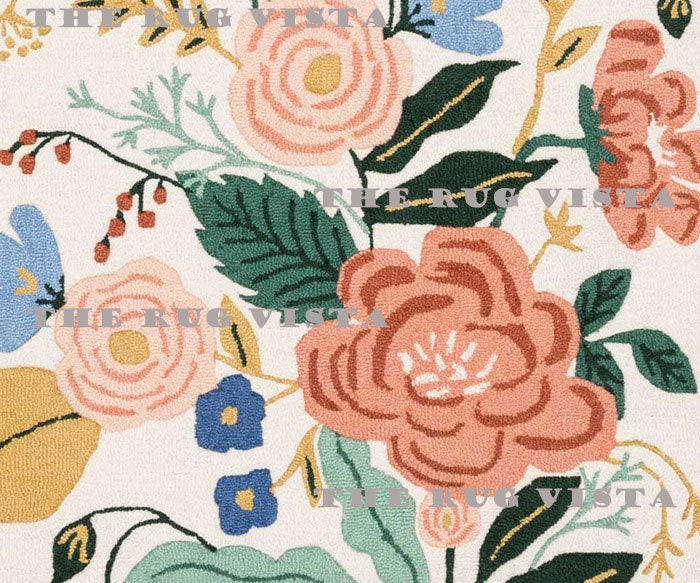 Hand Tufted Rug Les Fleurs Floral Vines Ivory Wool-hooked Rug Floral ...