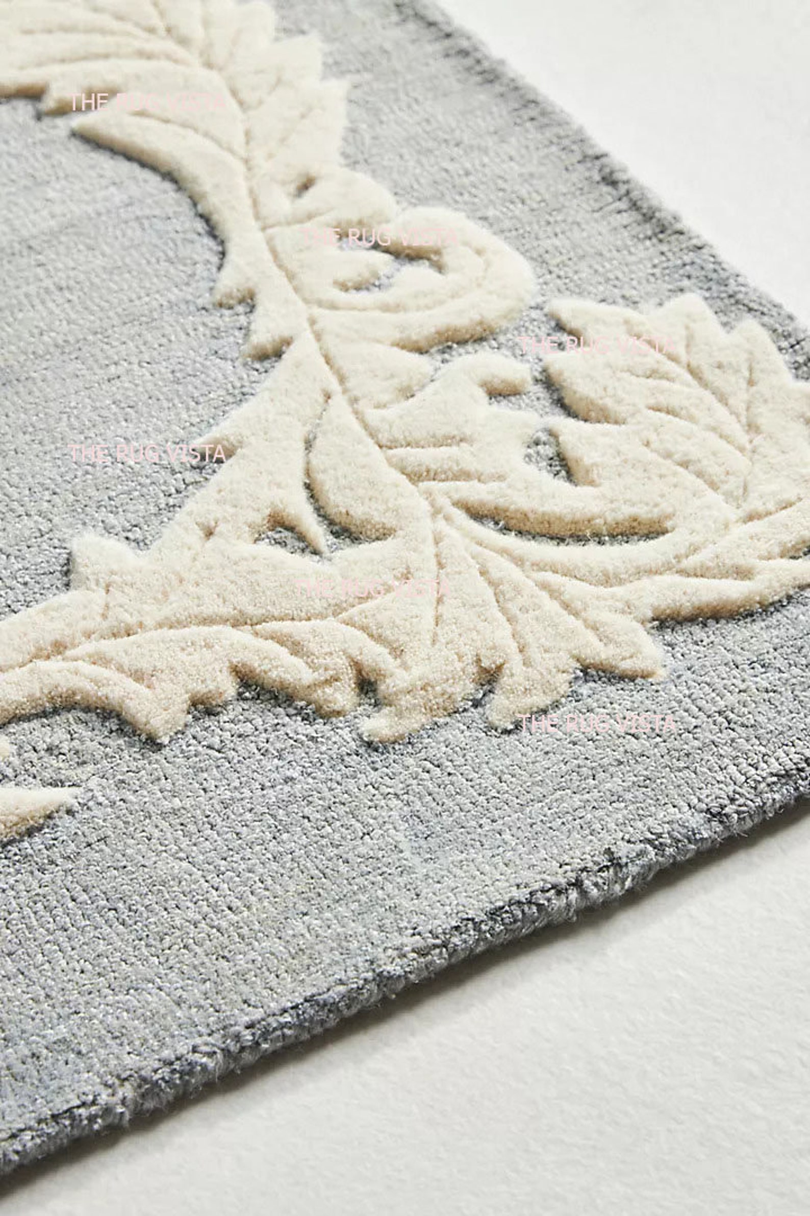 Designer Hand Tufted Rug Alessia Rug Grey Colored Texture Rug High Low ...