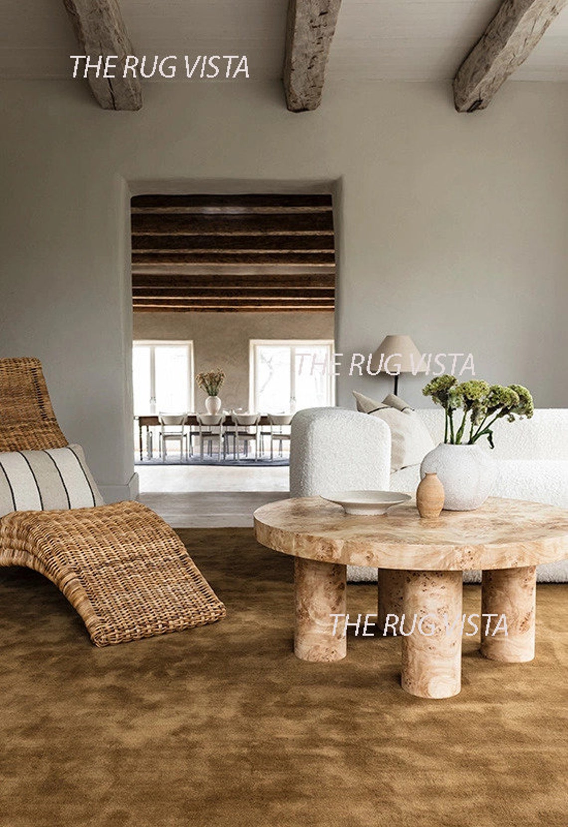 Hand Tufted Rug Classic Solid Wool Rug Ochre Hand Tufted - Etsy