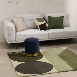 Hand Tufted Rug Dark Green Light Green Hand Tuft Woolen Large Area Rug ...