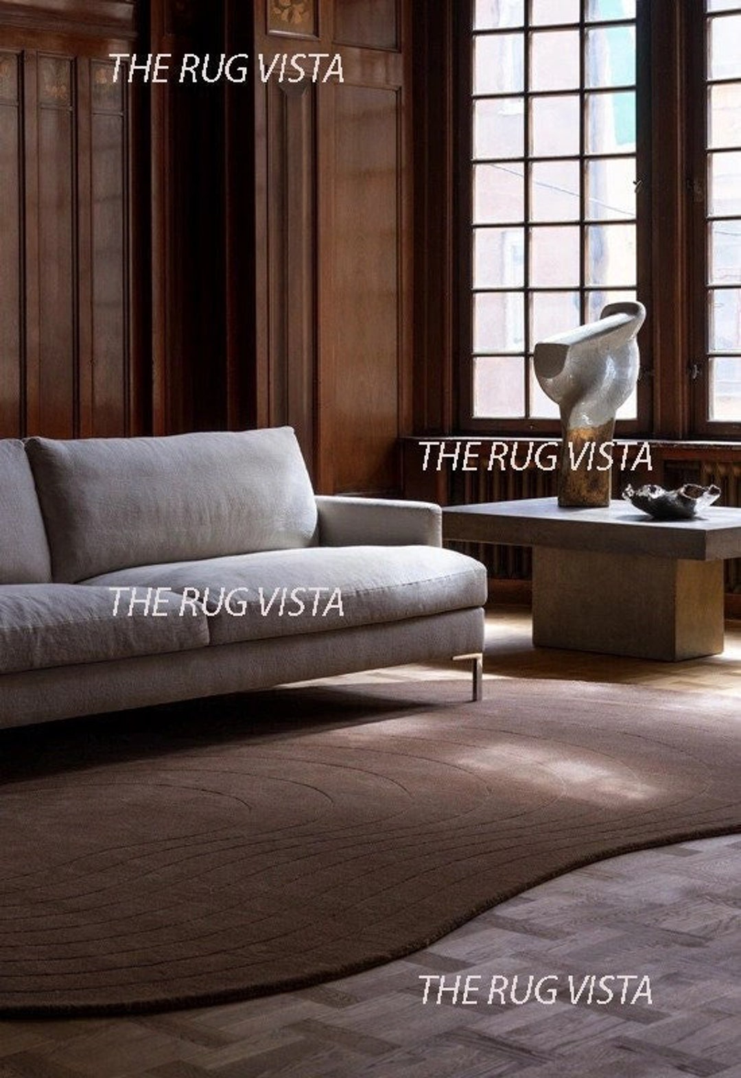 Hand Tufted Rug Kidney Shaped Bean Shaped Brown Solid Rug Hand Tuft ...