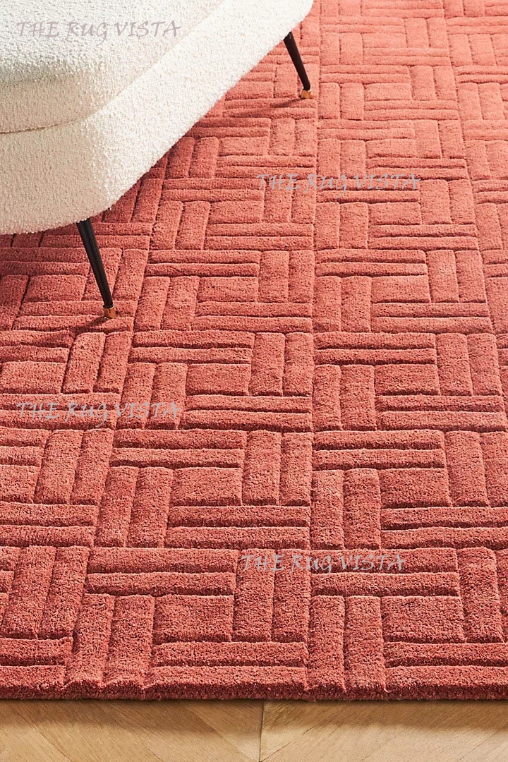 Hand Tufted Rug Solid Colored Brick Red Jensen Rug Hand Tuft Tufted ...