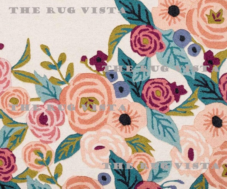 Hand Tufted Rug Les Fleurs Juliet Rose Wreath Ivory Floral Rugs ...