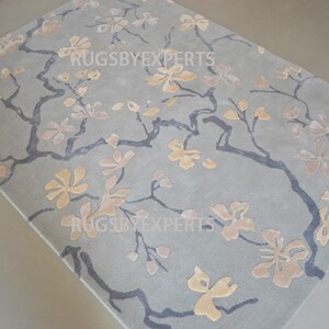 Hand Tufted Rug Hand Tuft Tufted Wool Silk Anthea Floral Designer ...