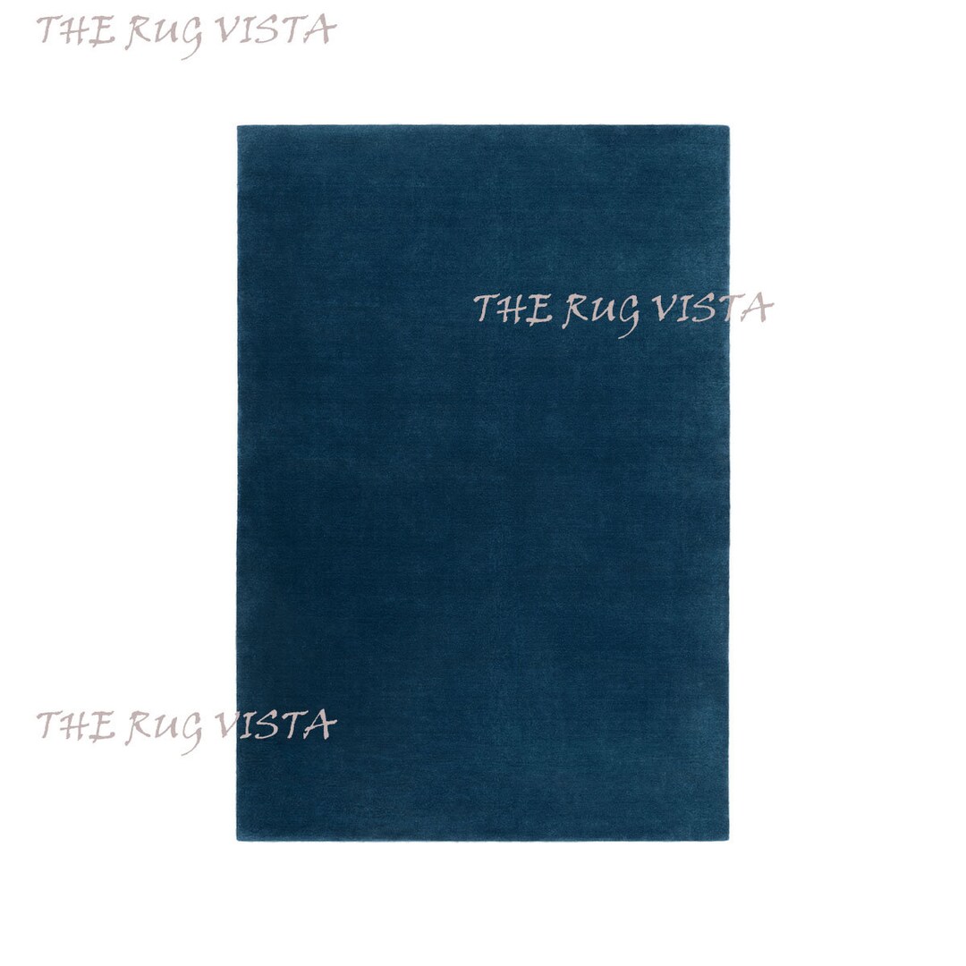 Modern Hand Tufted Rug Grand Deep Blue Hand Large Area Rug NK Rug Solid ...