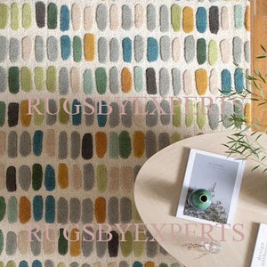 Hand Tufted Green Rug Modern High Low Rug Pebble Rug Multi Colored Rug ...