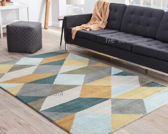 Hand Tufted Green Rug Modern High Low Rug Pebble Rug Multi - Etsy