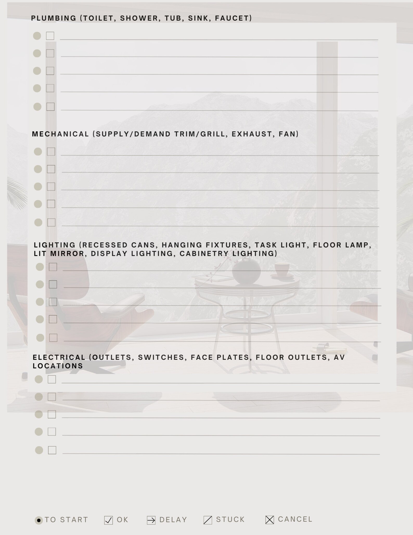 Interior Design Checklist Printable Instant (Download Now) - Etsy