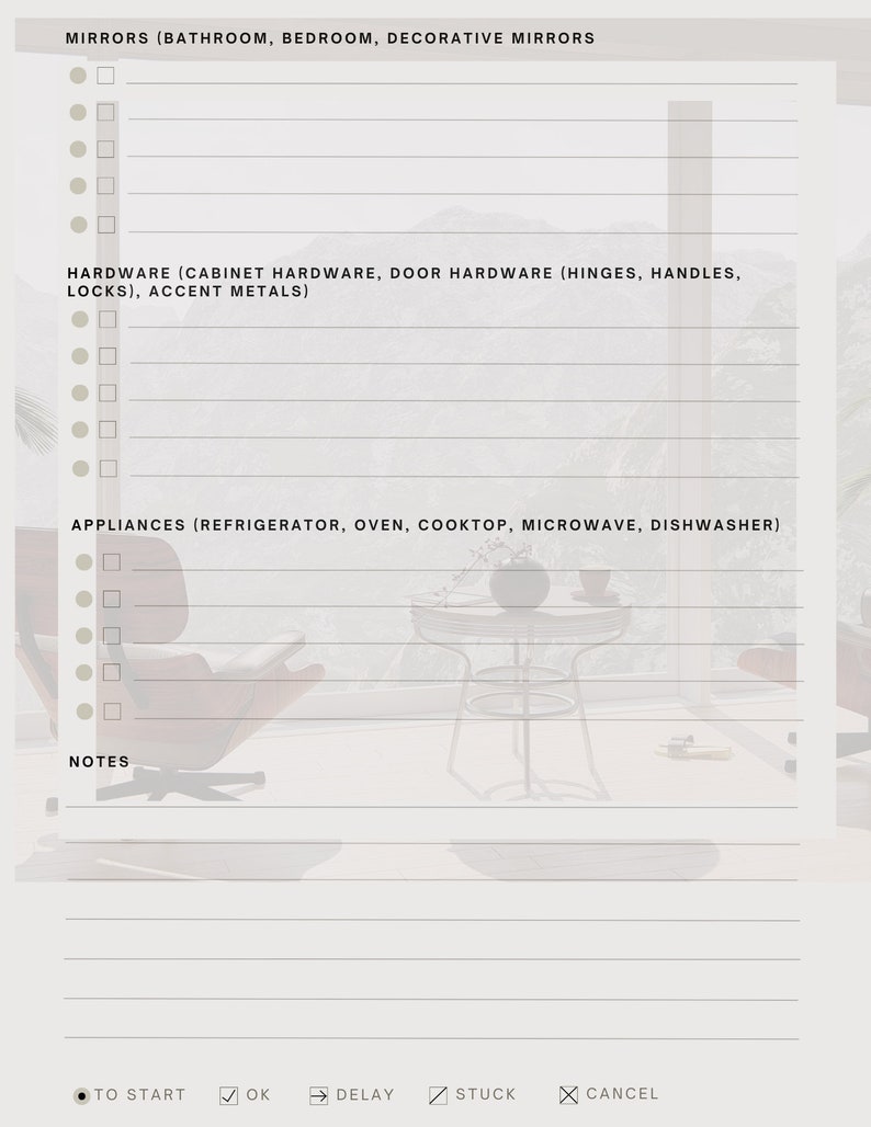 Interior Design Checklist Printable Instant (Download Now) - Etsy