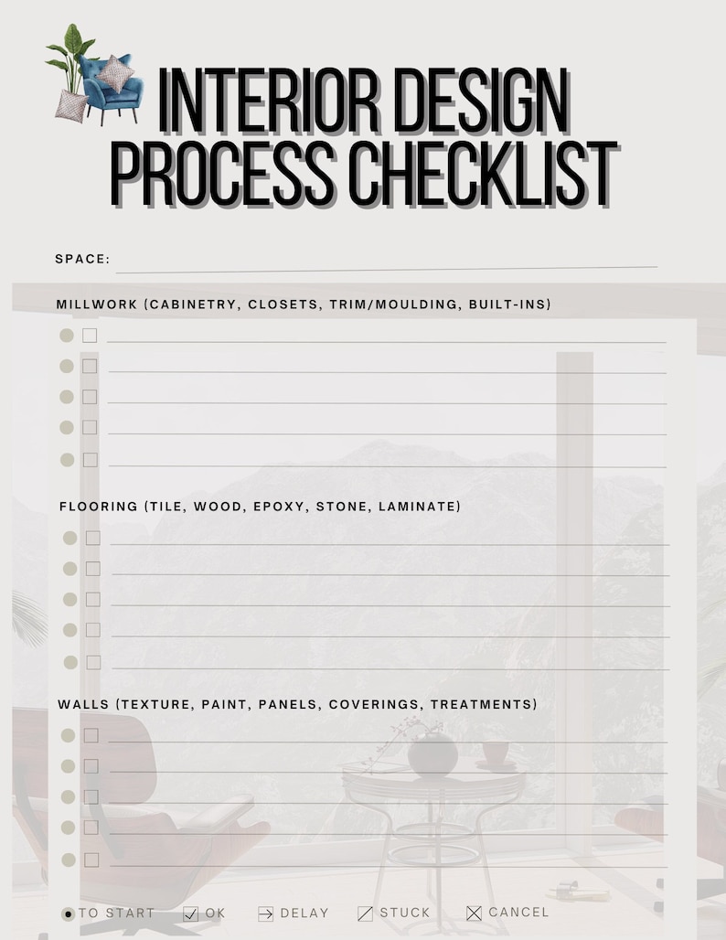 Interior Design Checklist Printable Instant (Download Now) - Etsy