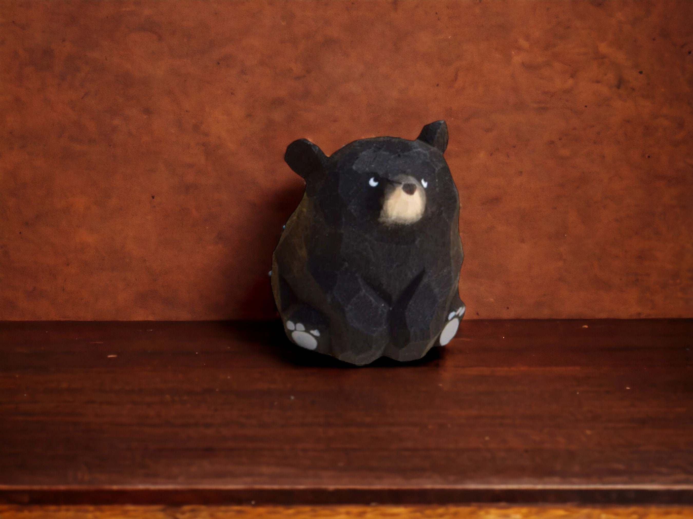 Mini Wooden Bear Figurines Cute Hand-carved Polar Bear Crafts Solid ...