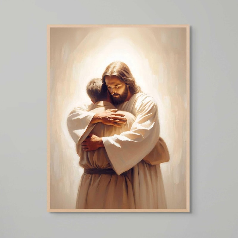 Jesus Hugging Man - Etsy