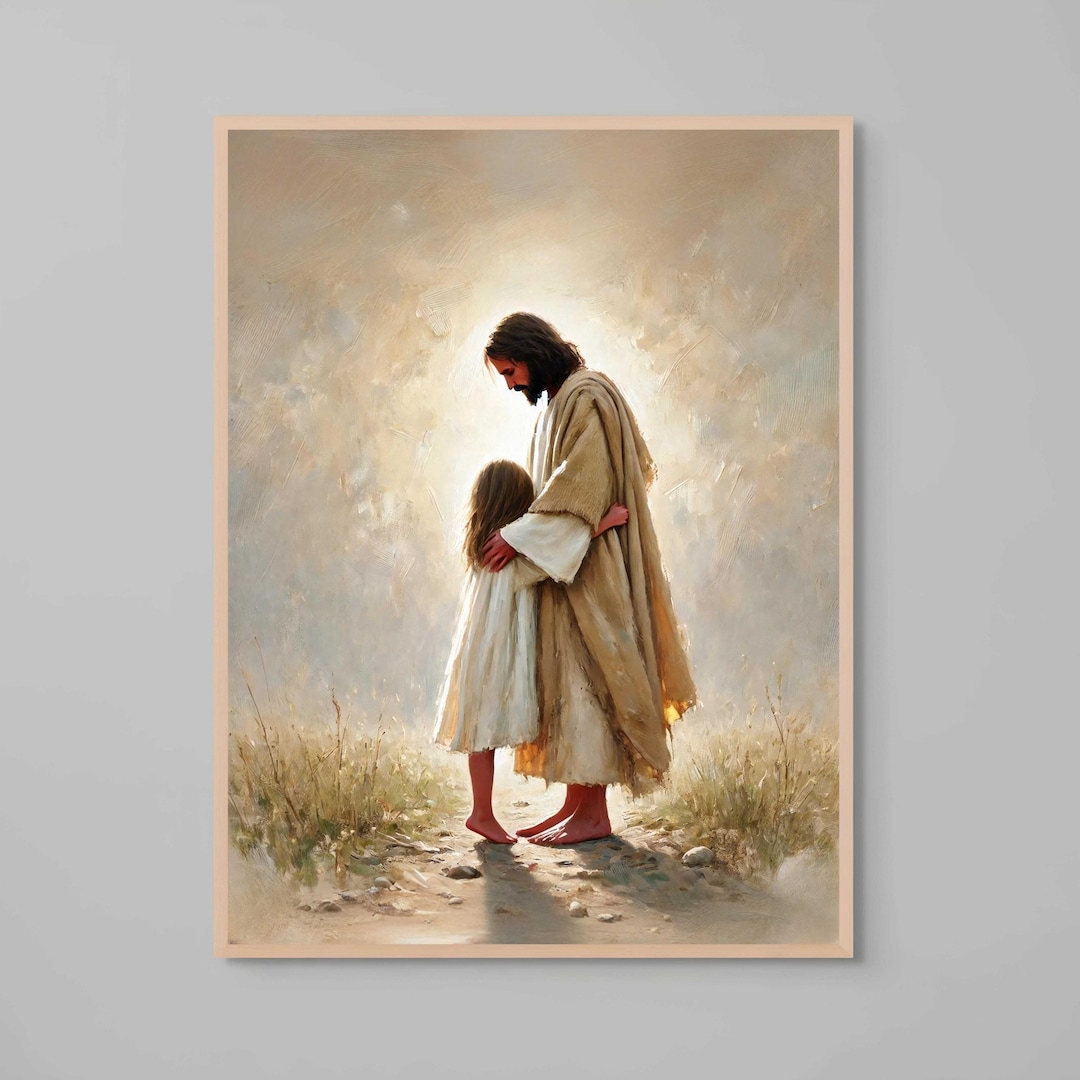 Savior and Girl, Modern Christian Art, Jesus With Girl, Picture of ...