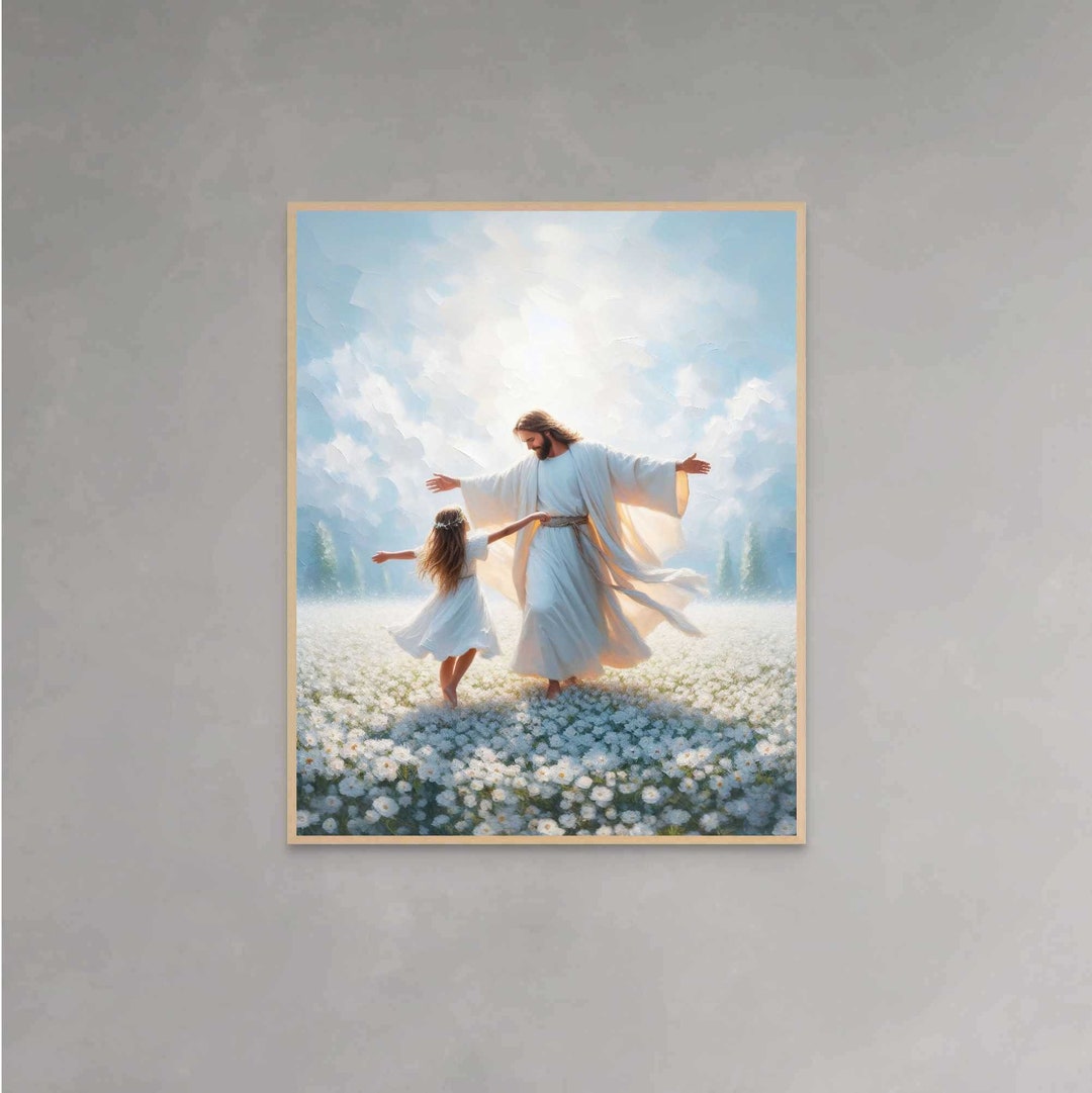 Jesus and Girl Dancing, Modern Christian Art, Jesus With Children ...