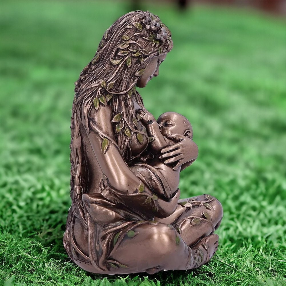Mother Earth Goddess With Baby, Gaia Goddess Handmade Statue, Mother ...
