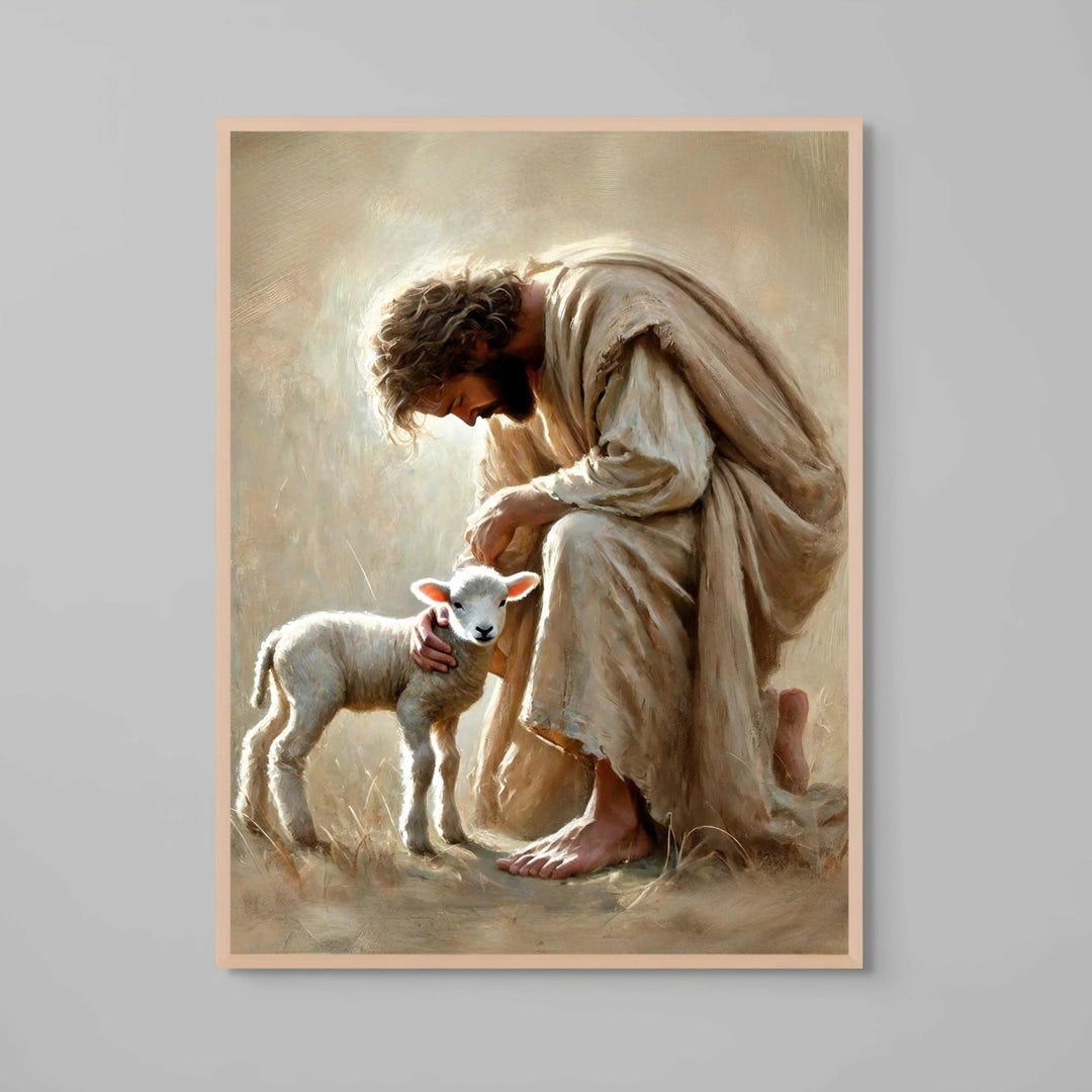 Save the One, Digital Christian Art, Jesus and Lamb, Christ Painting ...