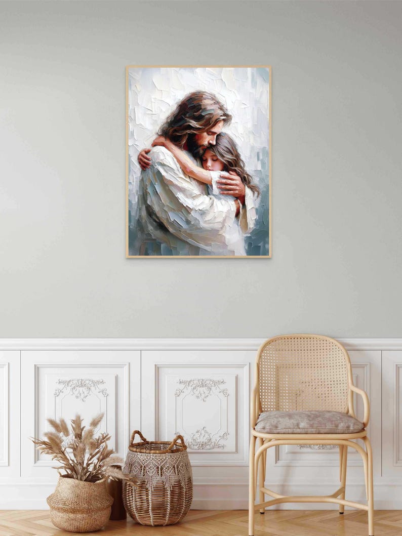 Compassionate Embrace, Christian Wall Art, Jesus and Girl Art, Jesus ...