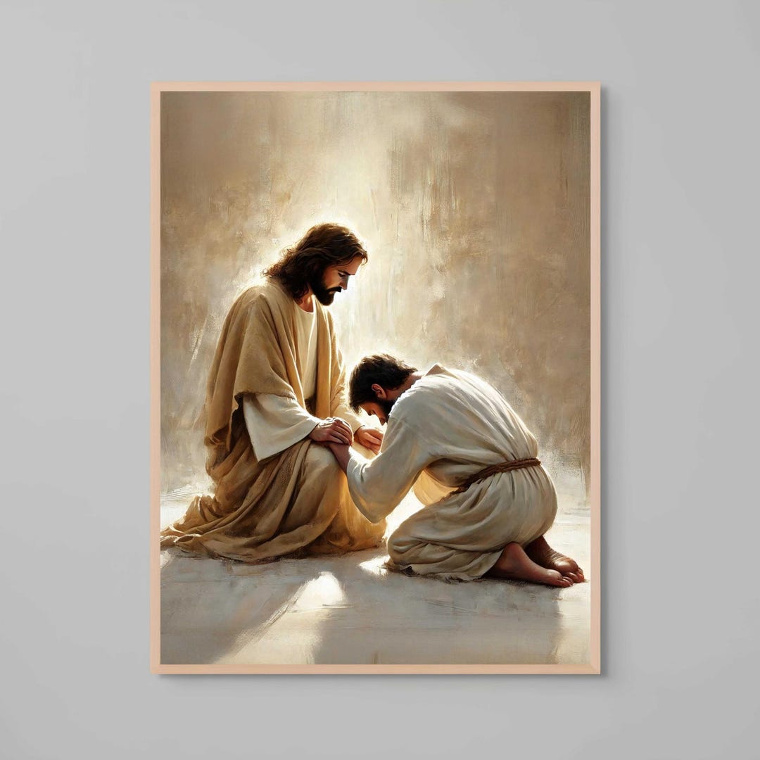 He Forgives You, Christian Wall Art, Jesus With Man, Picture of Jesus ...