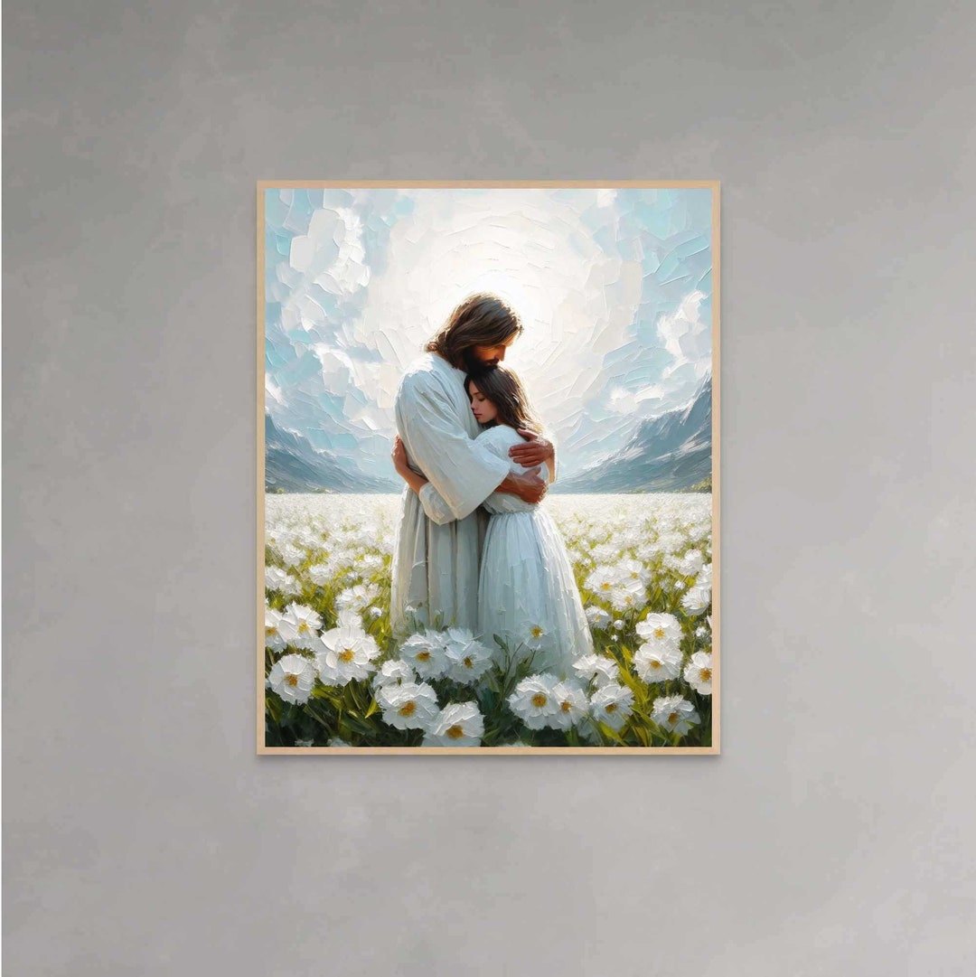 Jesus Hugging Woman, Christian Art, Jesus and Girl Art, Printable Wall ...