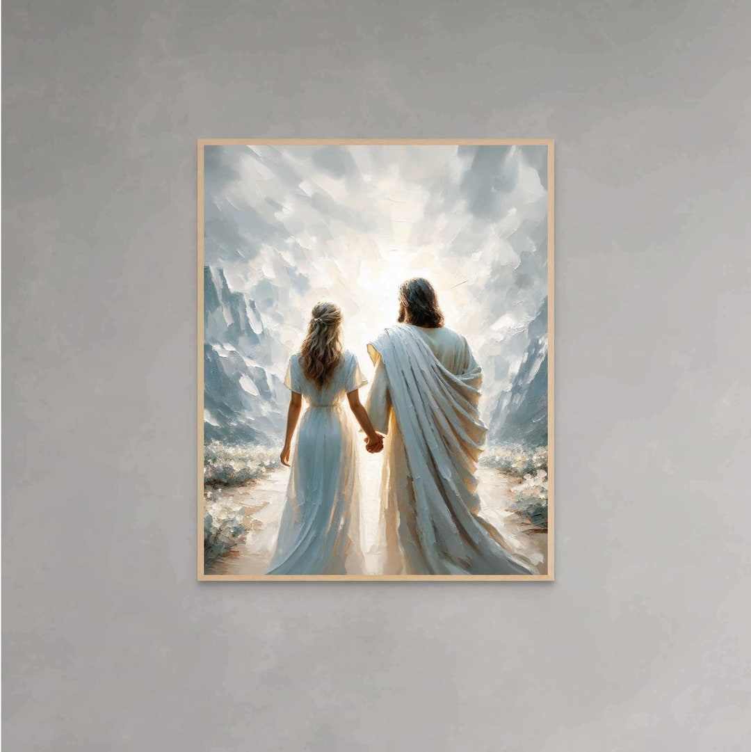 Follow Him, Christian Wall Art, Jesus and Woman Walk, Jesus Picture ...
