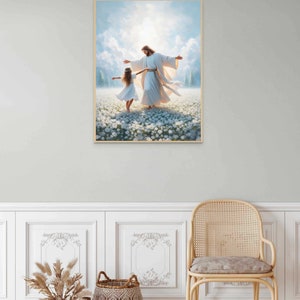 Jesus and Girl Dancing, Modern Christian Art, Jesus With Children ...