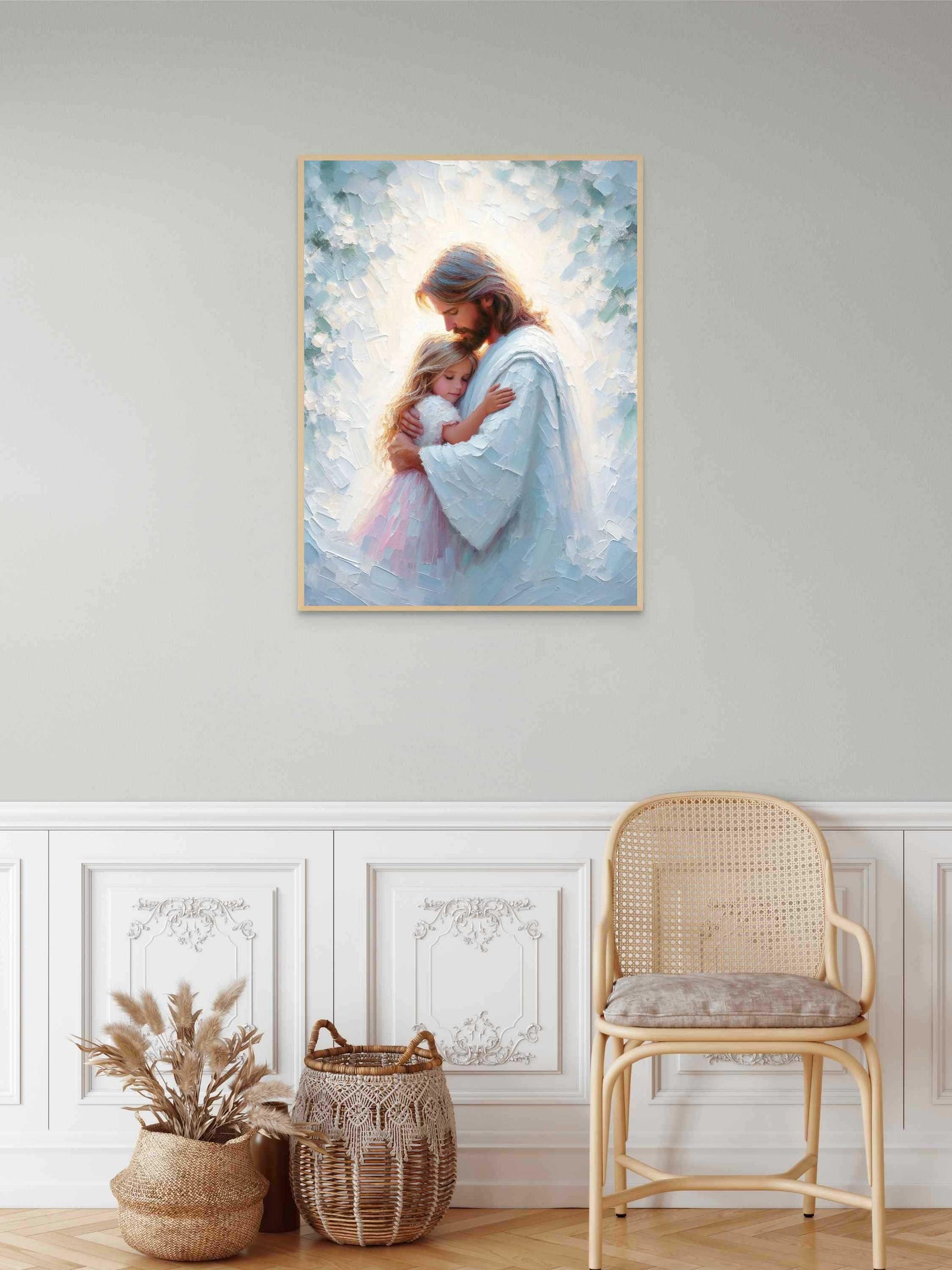 Jesus Hugging Little Girl, Christian Painting, Jesus With Children Art ...