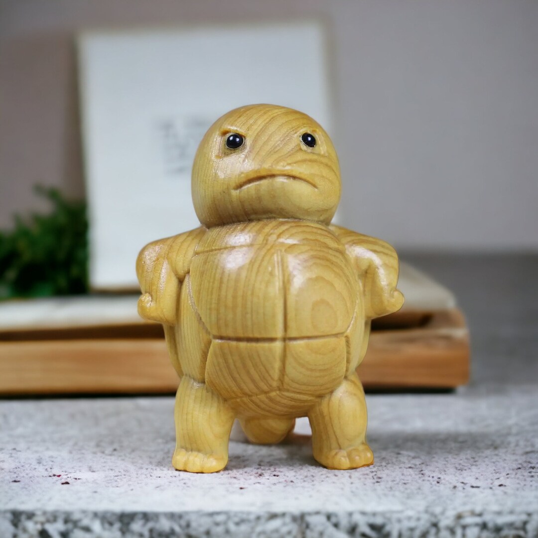 Angry Turtle, Wooden Turtle Figurine, Serious Standing Turtle, Squirtle ...