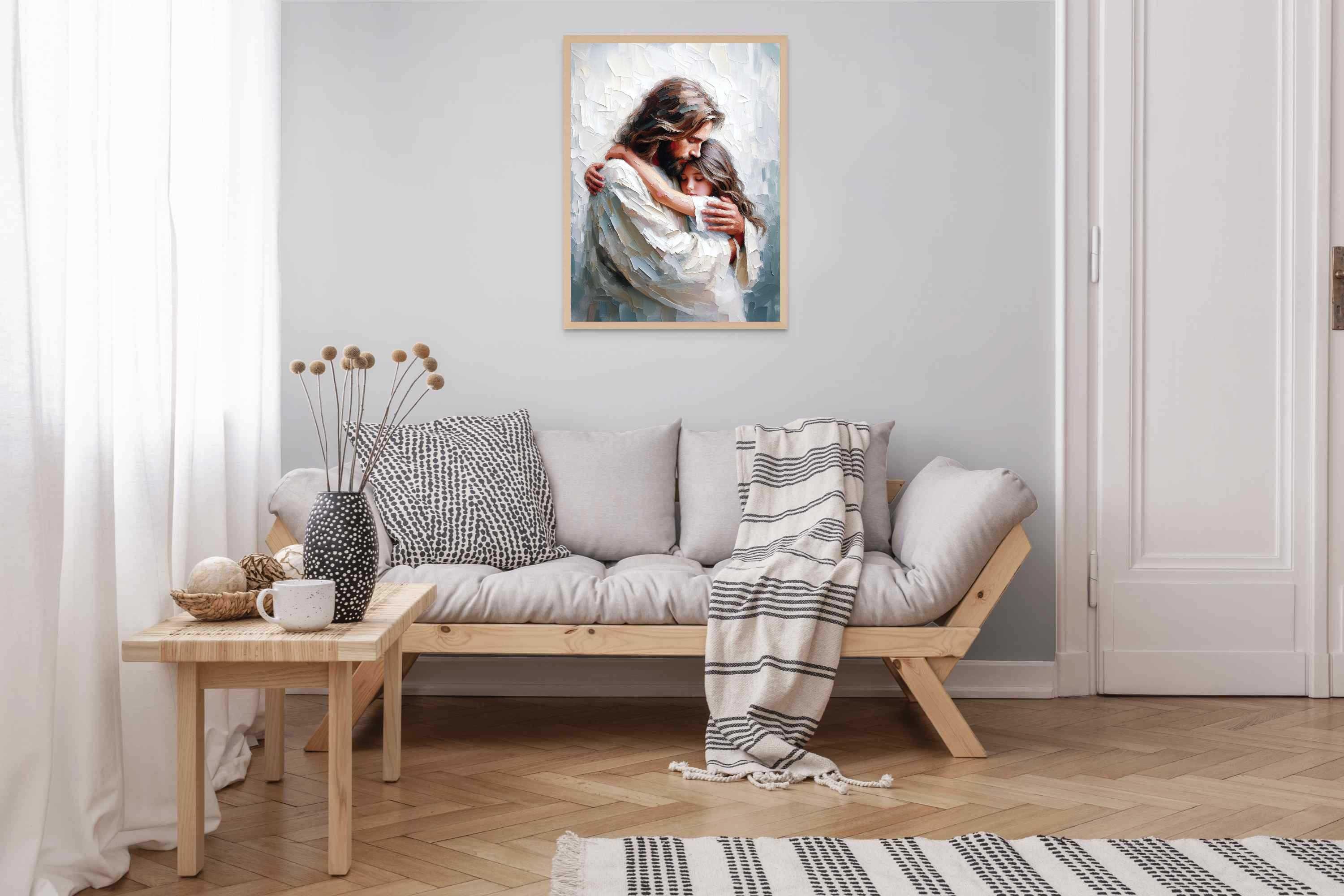 Compassionate Embrace, Christian Wall Art, Jesus and Girl Art, Jesus ...