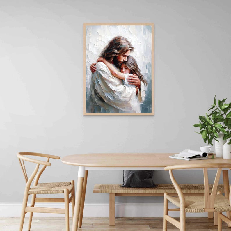 Compassionate Embrace, Christian Wall Art, Jesus and Girl Art, Jesus ...