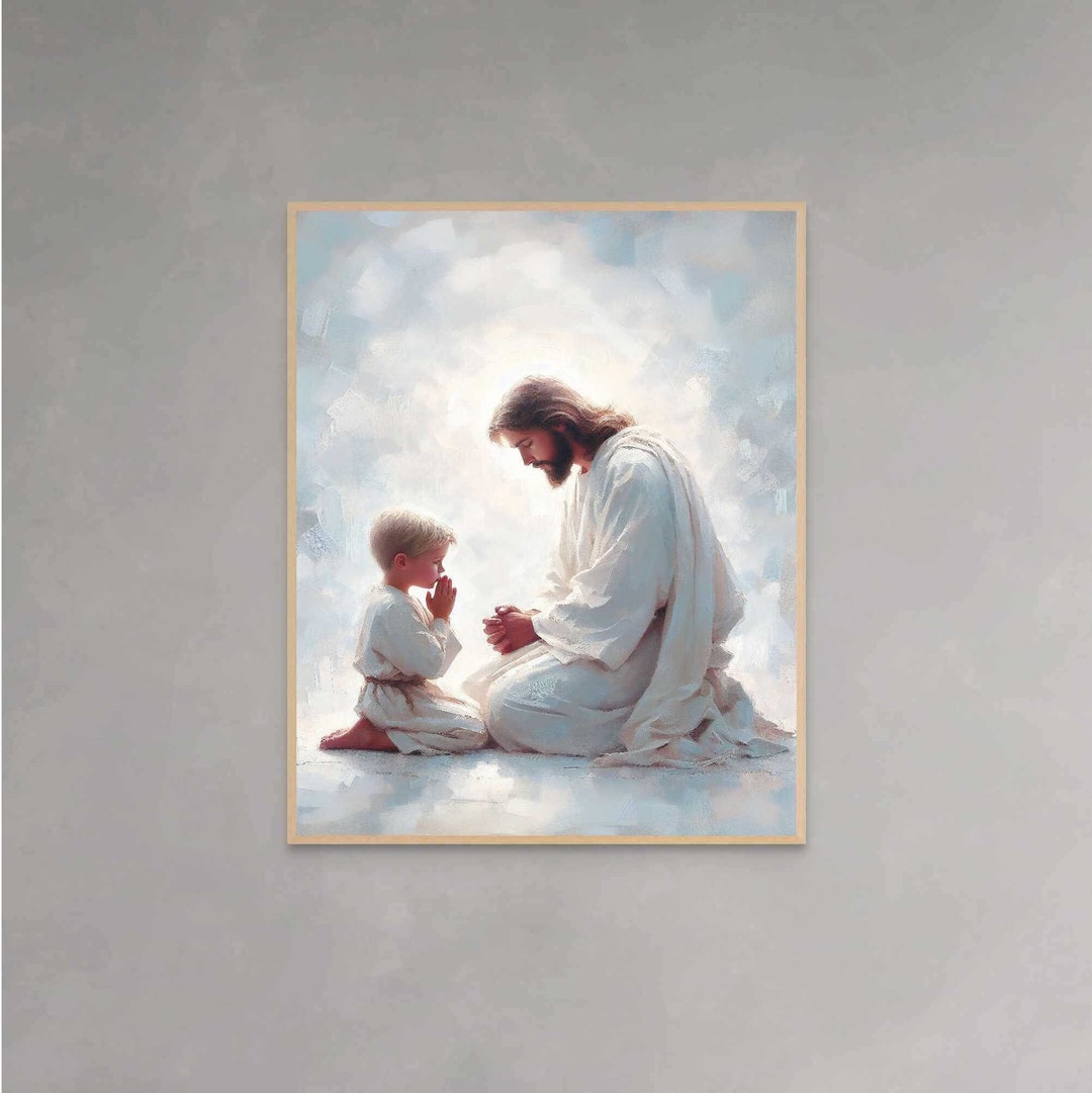 Jesus Praying With Little Boy, Christian Art, Jesus With Boy, Jesus and ...