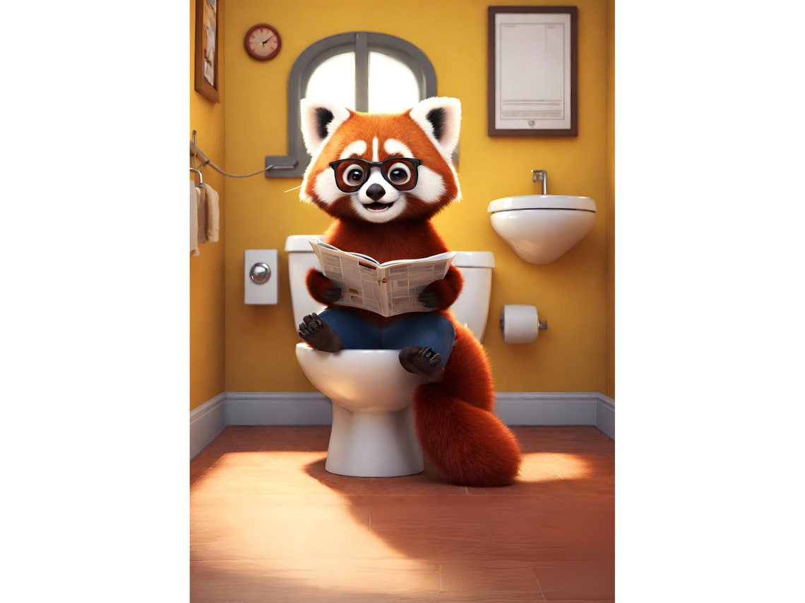 Bundle 12 Animals Sitting on the Toilet Reading a Newspaper, Funny ...