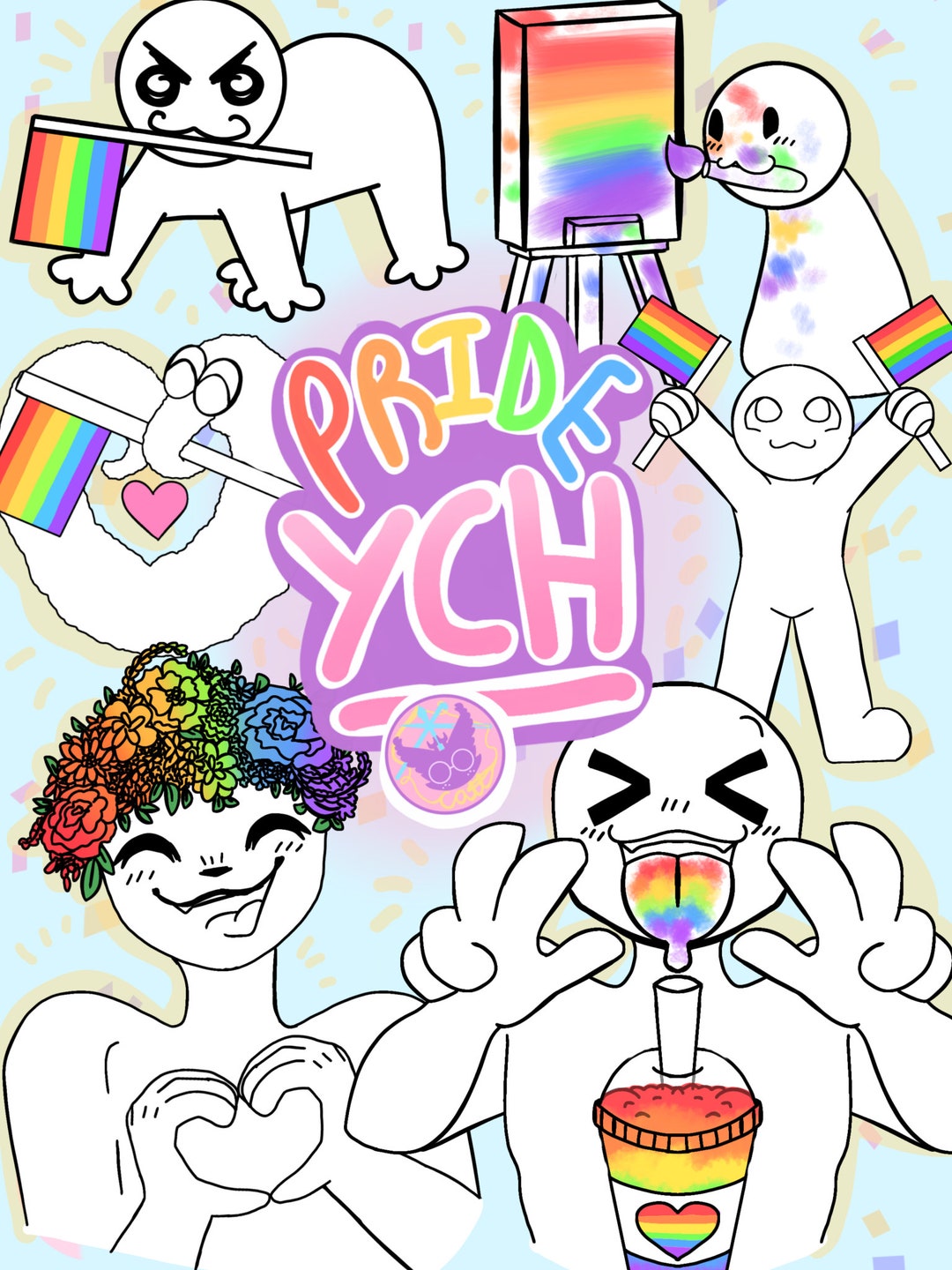 Pride YCH Commissions chibi Flags Painting - Etsy