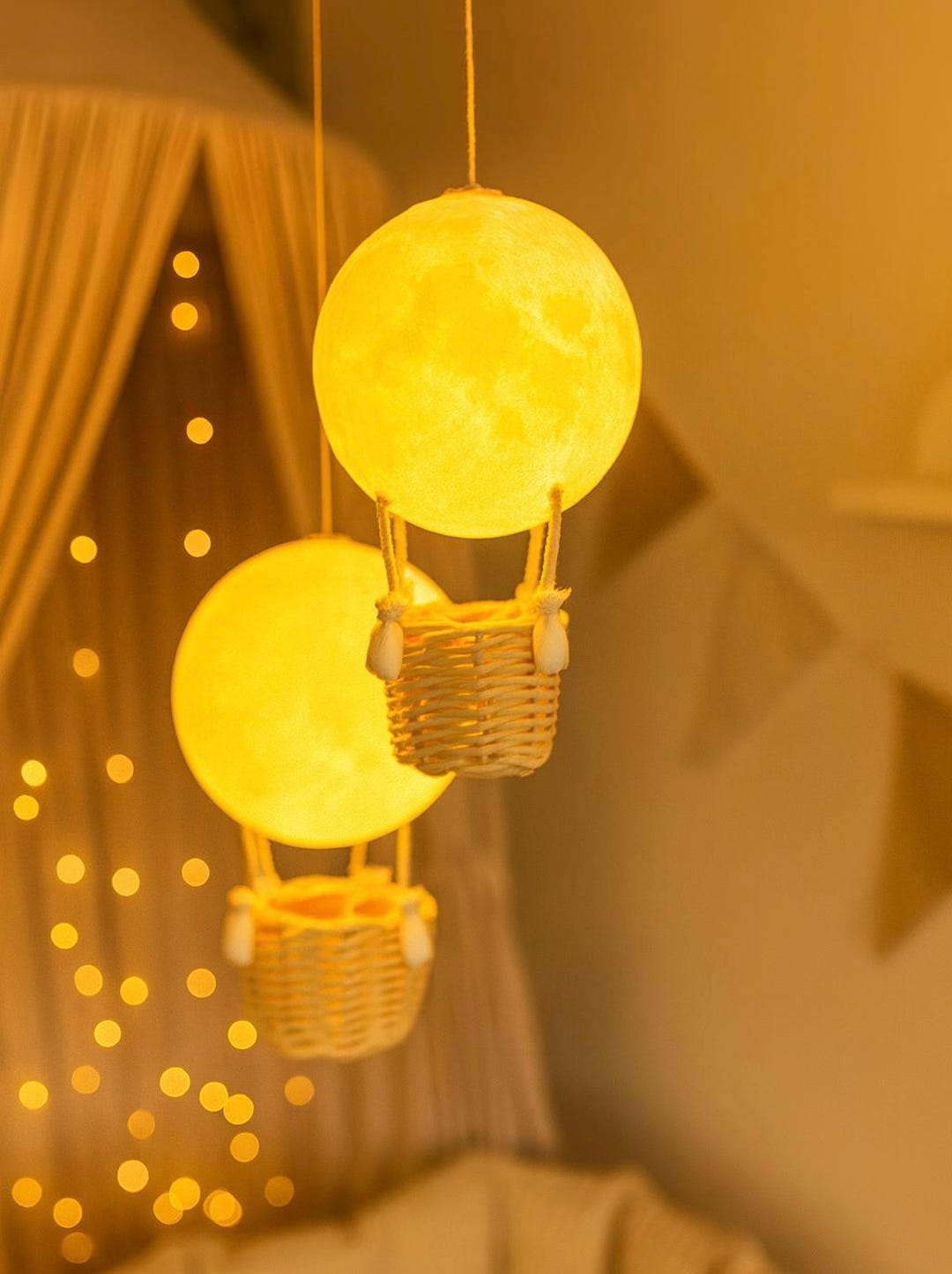 Moon Night Light , Hot Air Balloon Nursery Lamp , Baby Room Decor - Etsy