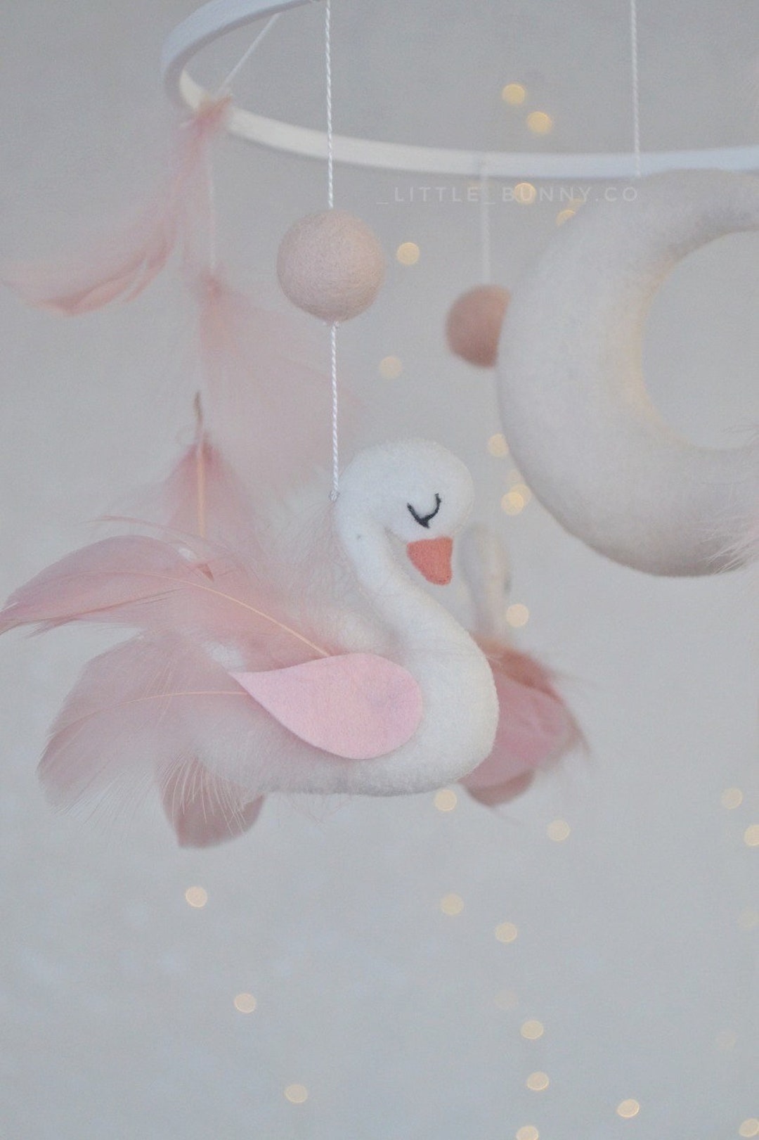 Swan Baby Mobile Cot Mobile Nursery Baby Mobile Pink Mobile Baby Shower ...