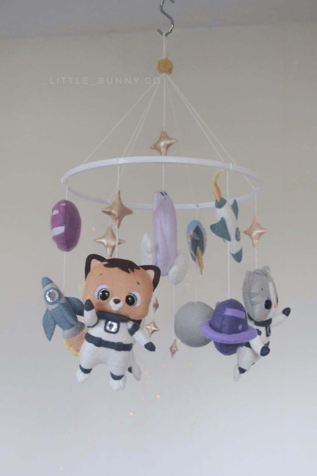 Space Baby Mobile Cats Astronaut Mobile Moon Stars Baby Crib Mobile ...