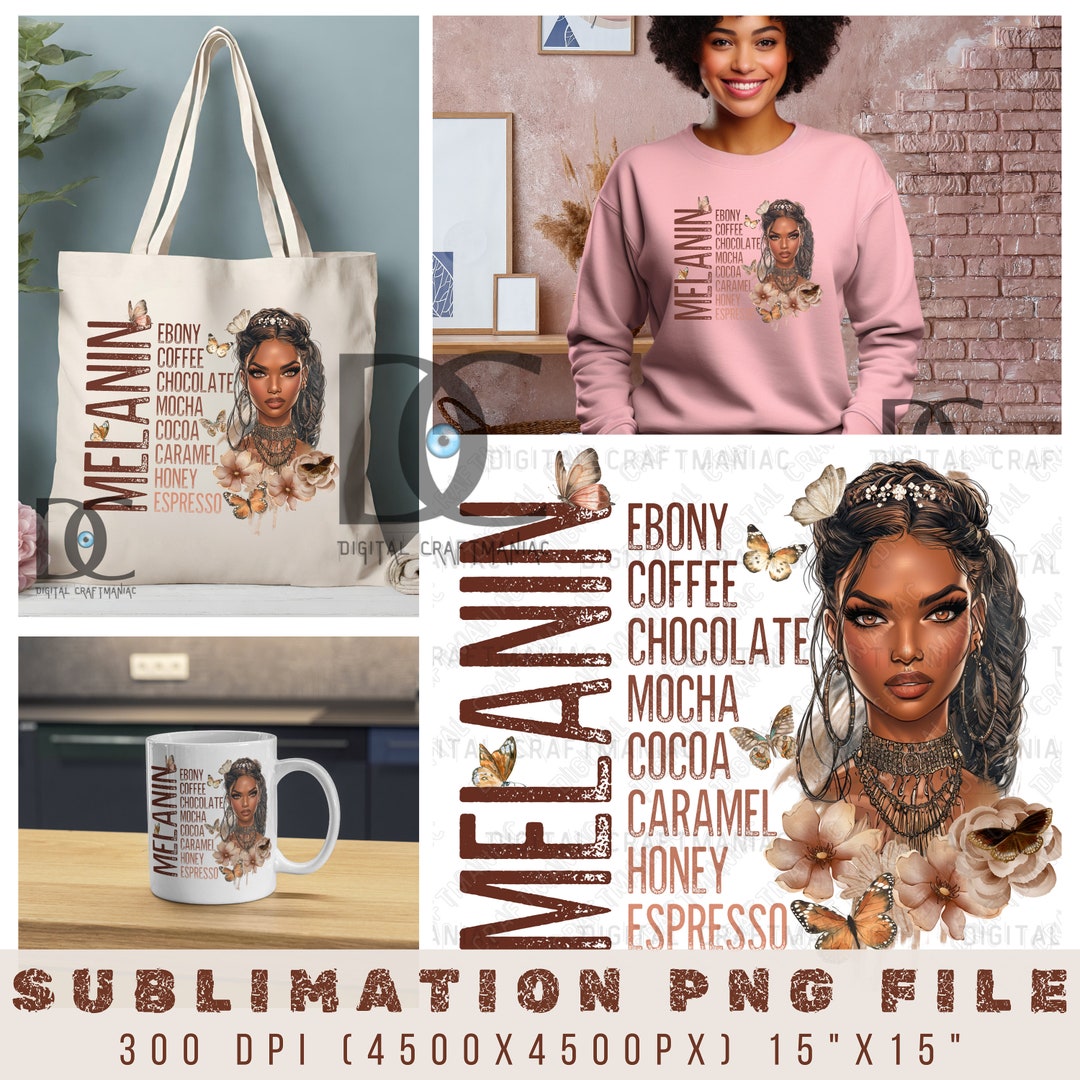 Melanin Beauty Sublimation Design PNG, African American Woman Sublimate ...