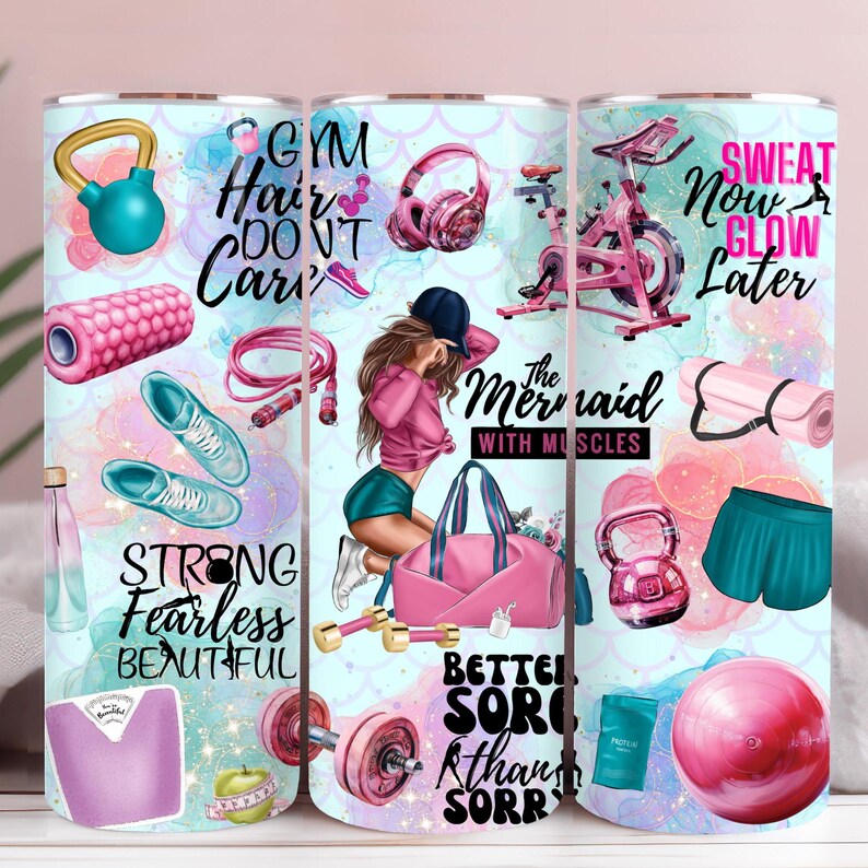 Gym Fitness Workout Tumbler Wrap, Motivational Woman Work Out 20oz ...