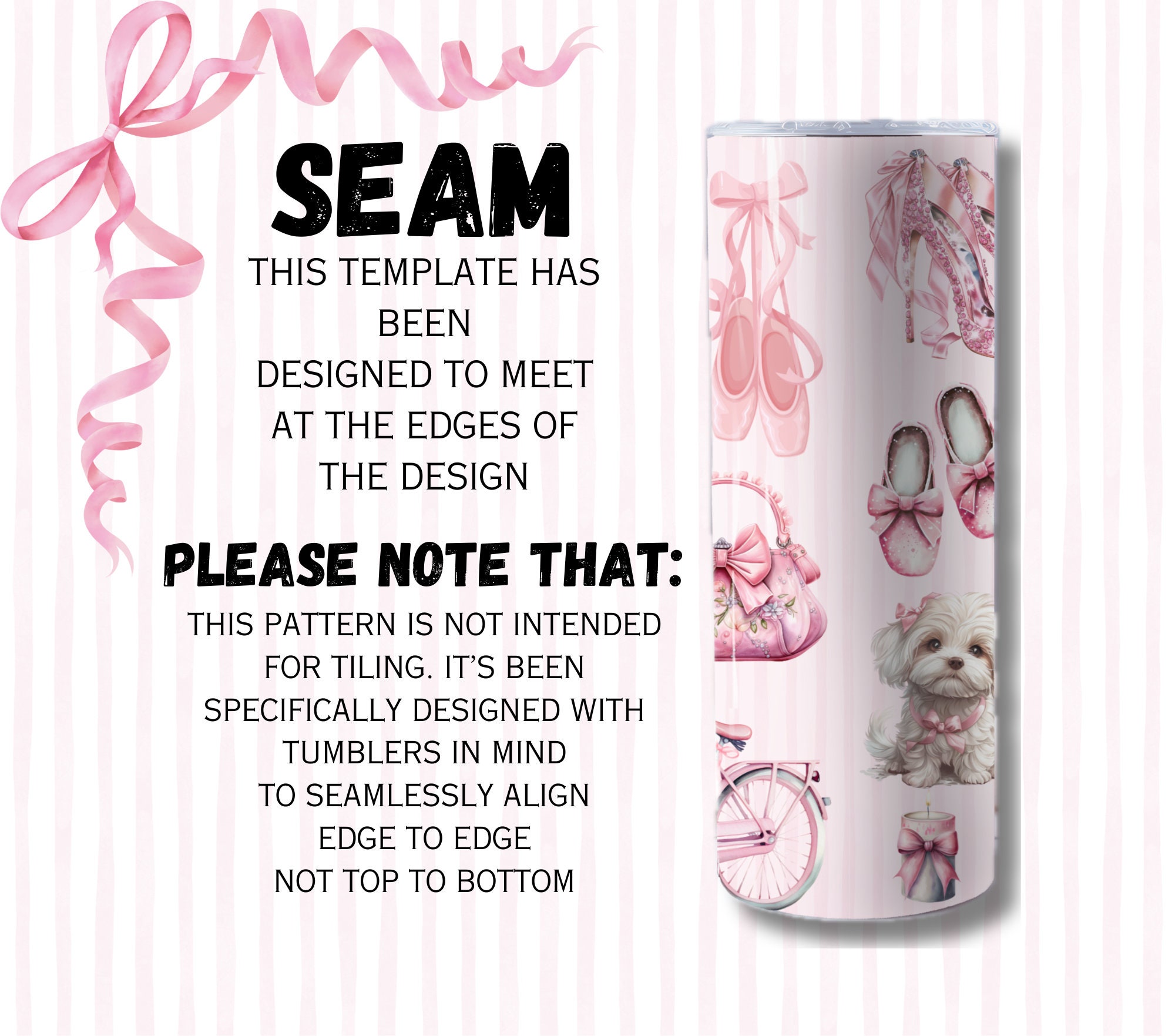 Coquette Style Tumbler Wrap, Pink Bow Aesthetic Girly 20 Oz Skinny ...