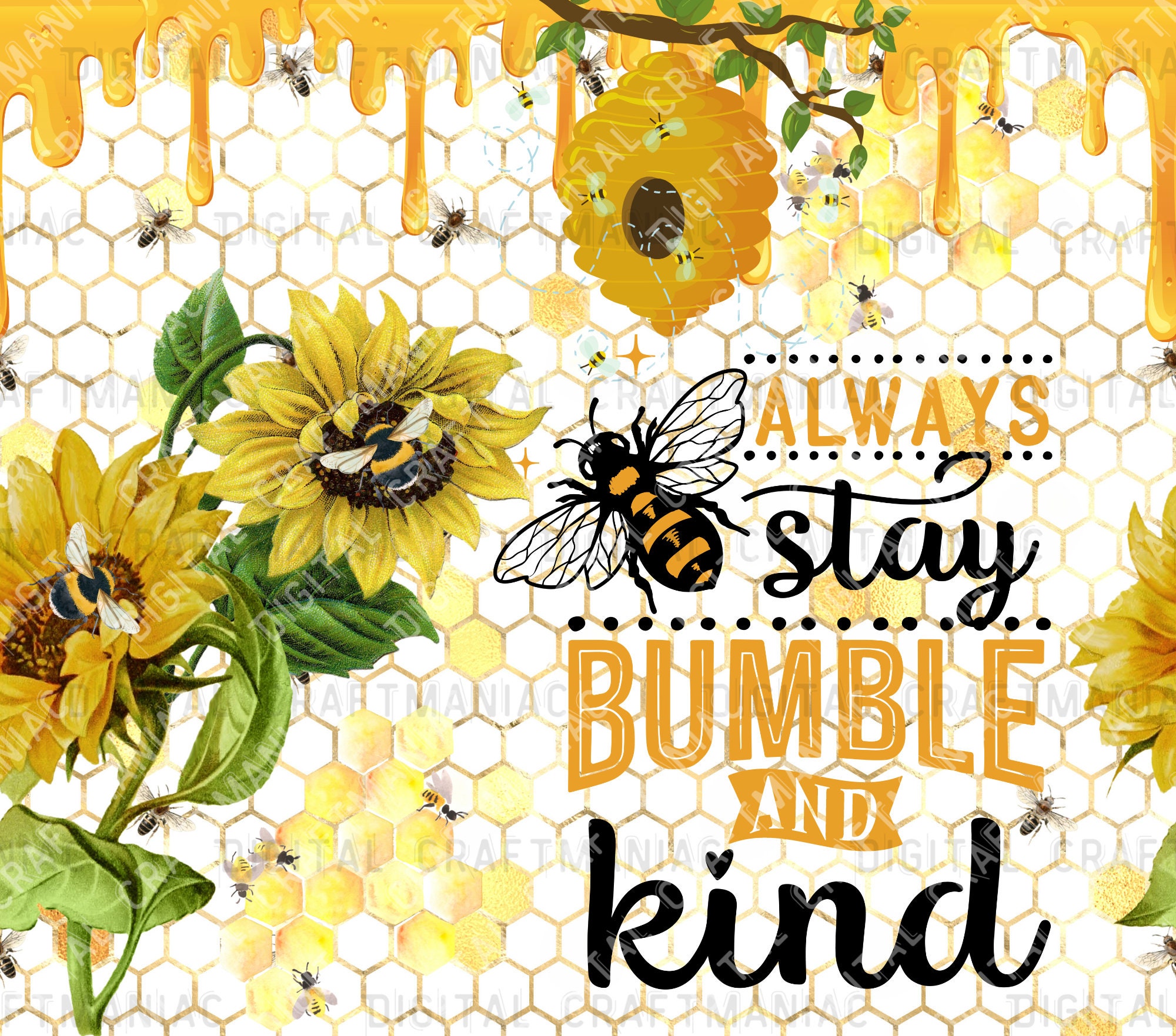 Bumble Bee Tumbler Wrap, Honeycomb 20oz Skinny Tumbler Design PNG ...
