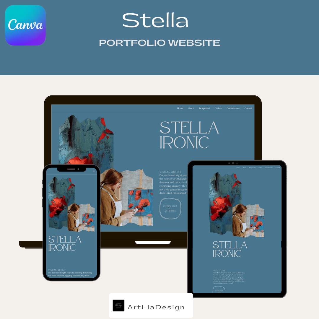 Canva Website Template, Artist Portfolio Website, Website Theme, Canva ...