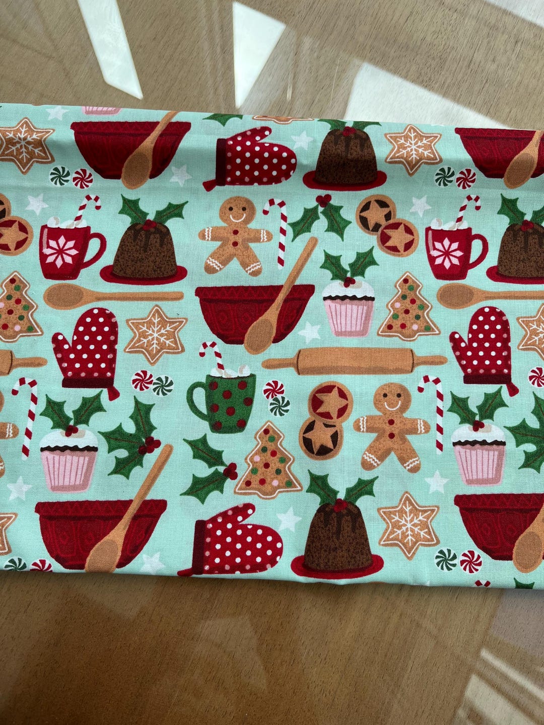 Mint Gingerbread Christmas Fabric - Etsy