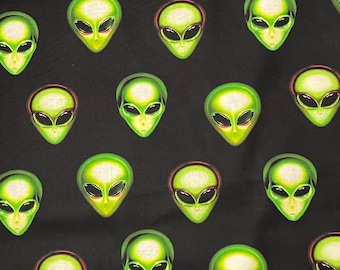 Alien Heads Fabric Alien Star by Shala Alien Heads Extraterrestrial ...