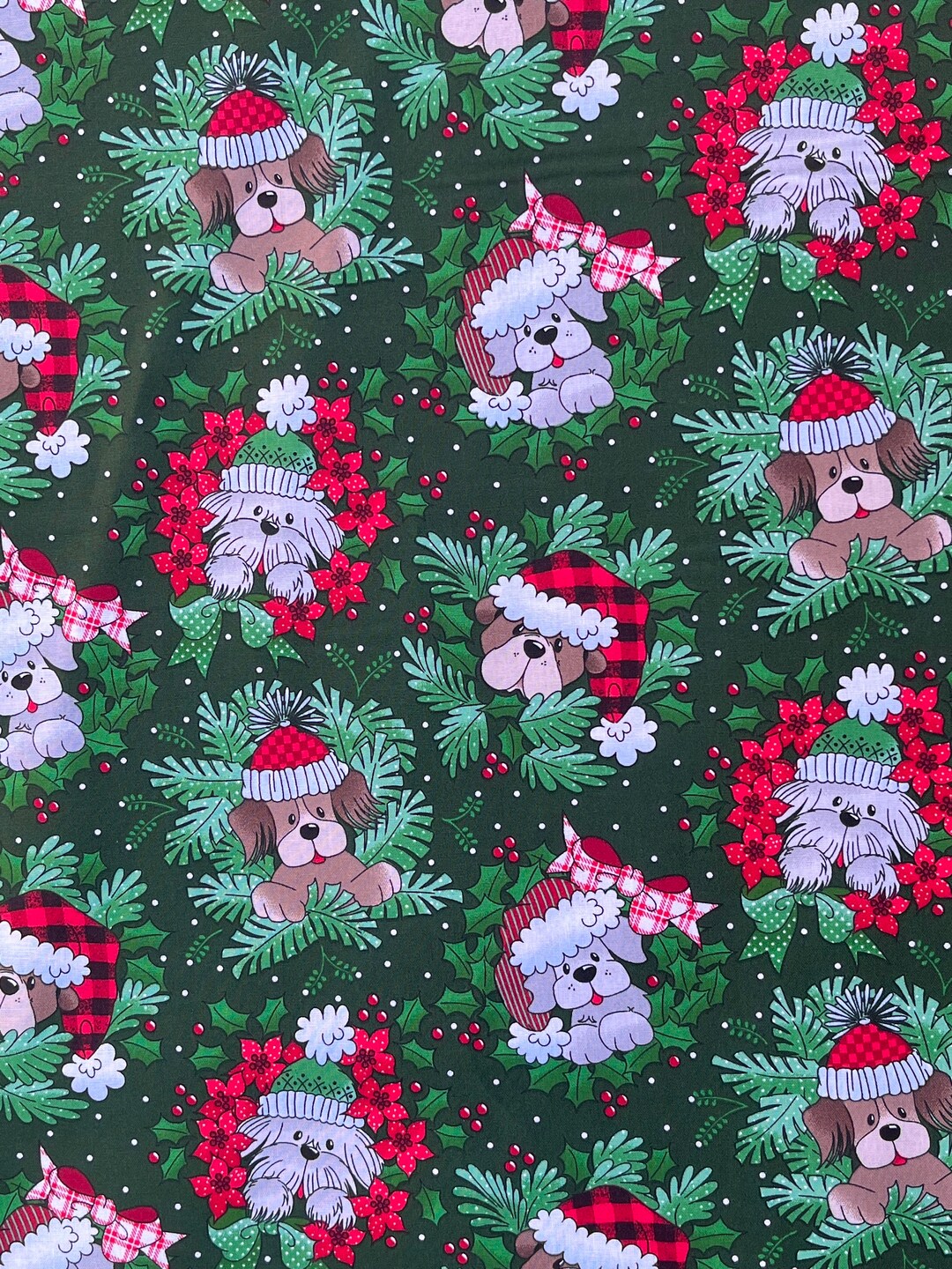 Santa Dogs Christmas Fabric - Etsy